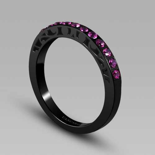 Ruby Wedding Rings Synthetic Ruby Titanium Steel Black Wedding Band For ...