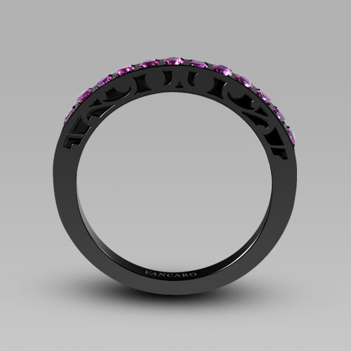 Cubic Zirconia Wedding Sets Synthetic Ruby Titanium Steel Black Women's ...